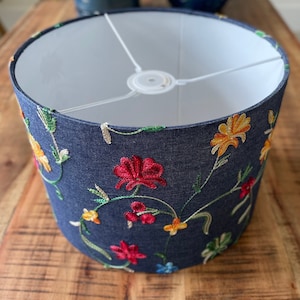 SIZE L ONLY - Embroidered Lampshade - Handmade Drum Lamp Shades ...