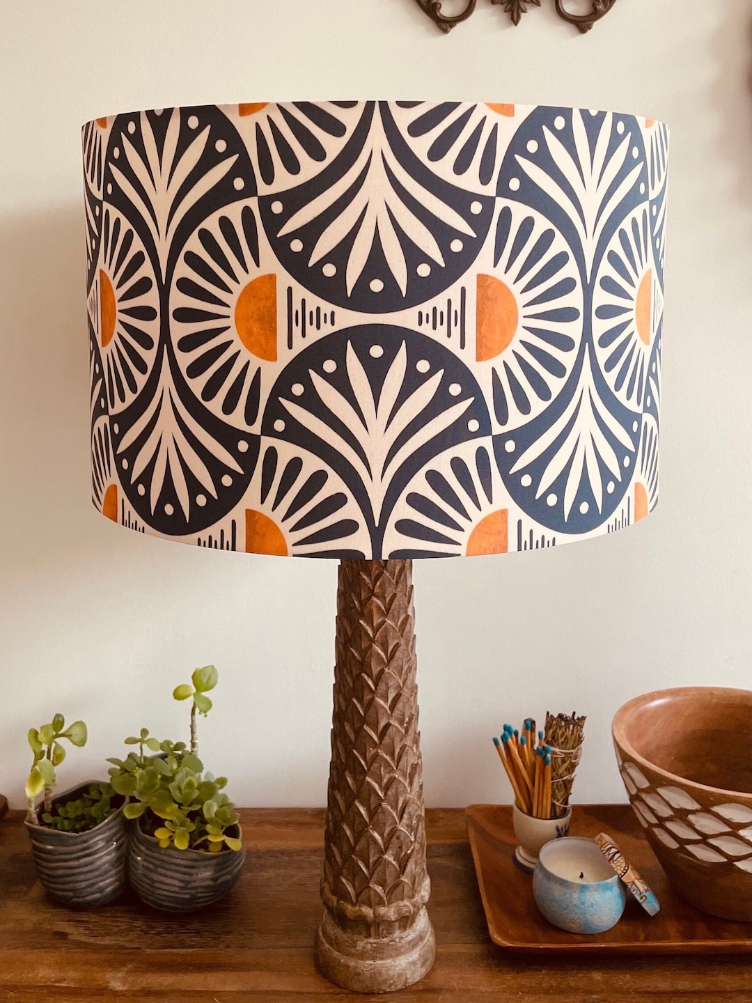 SIZE M ONLY - Art Deco Lampshades - Handmade Drum Lampshades - Floral ...
