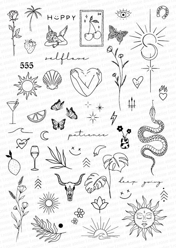 Cute Printable Tattoos Temporary Tattoo Stickers | 30 Sheets Small