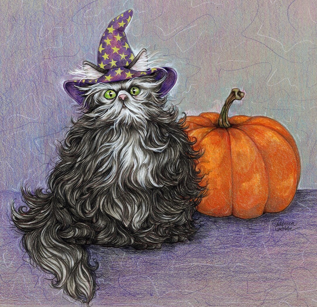 Warlock Cat (original Colored Pencil Drawing) - Etsy
