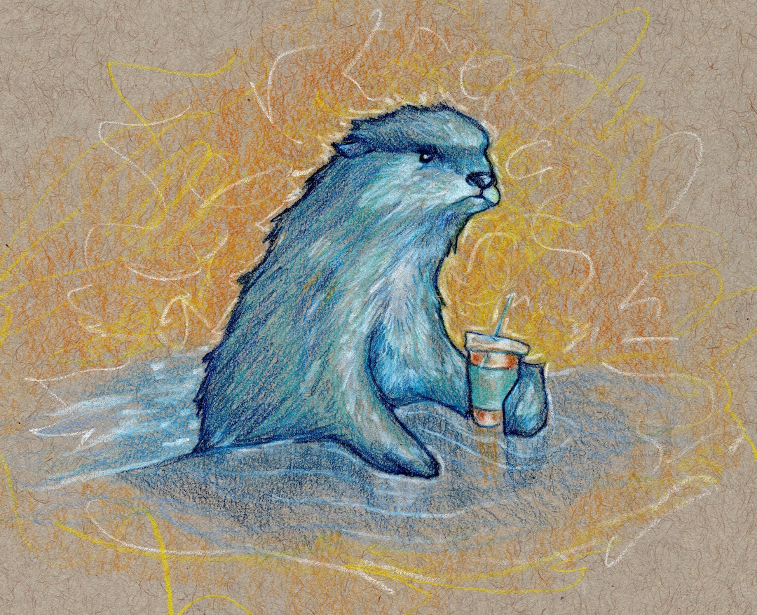 Grumpy Otter (original Colored Pencil Drawing) - Etsy
