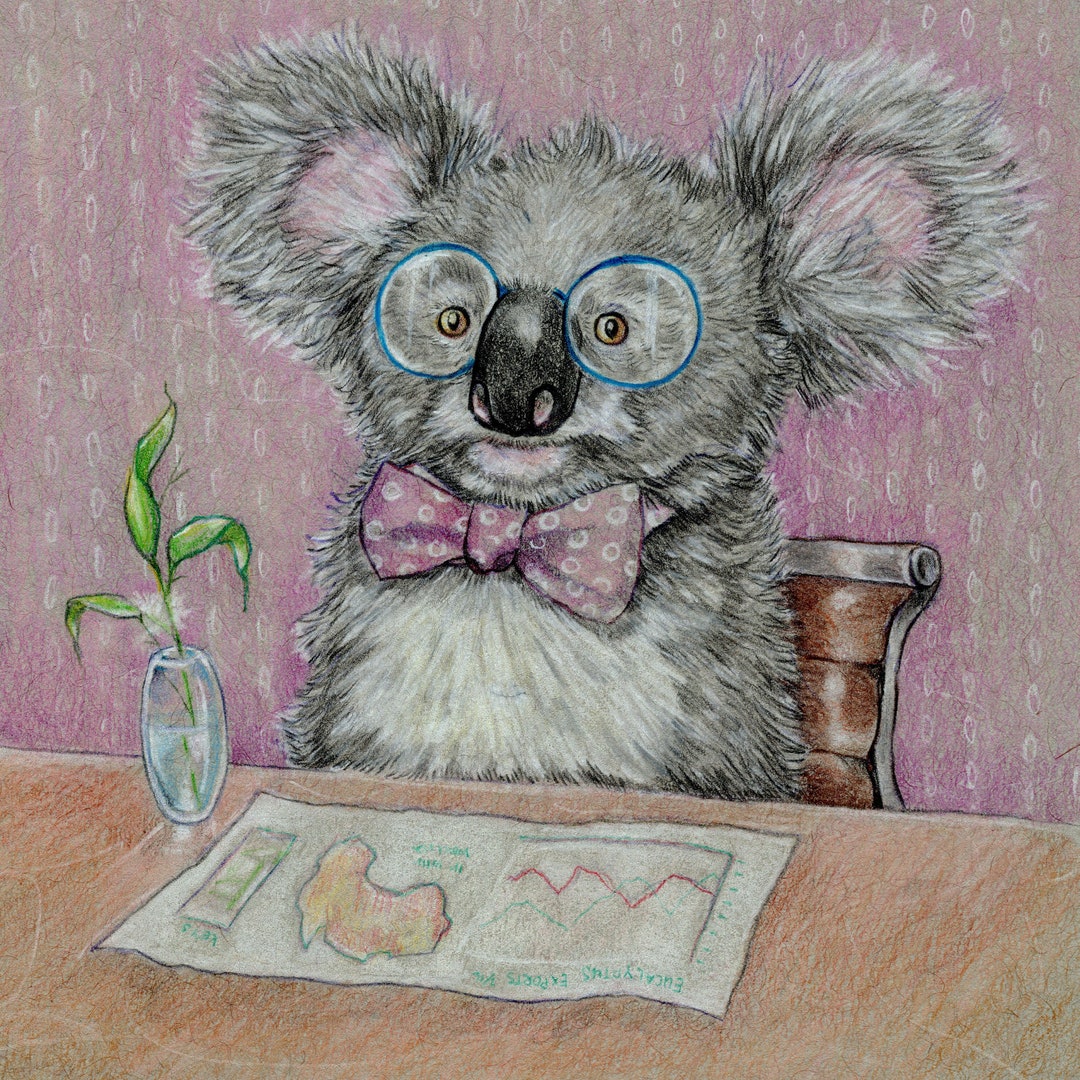 Business Koala (original Colored Pencil Drawing; Koala Food Tree ...