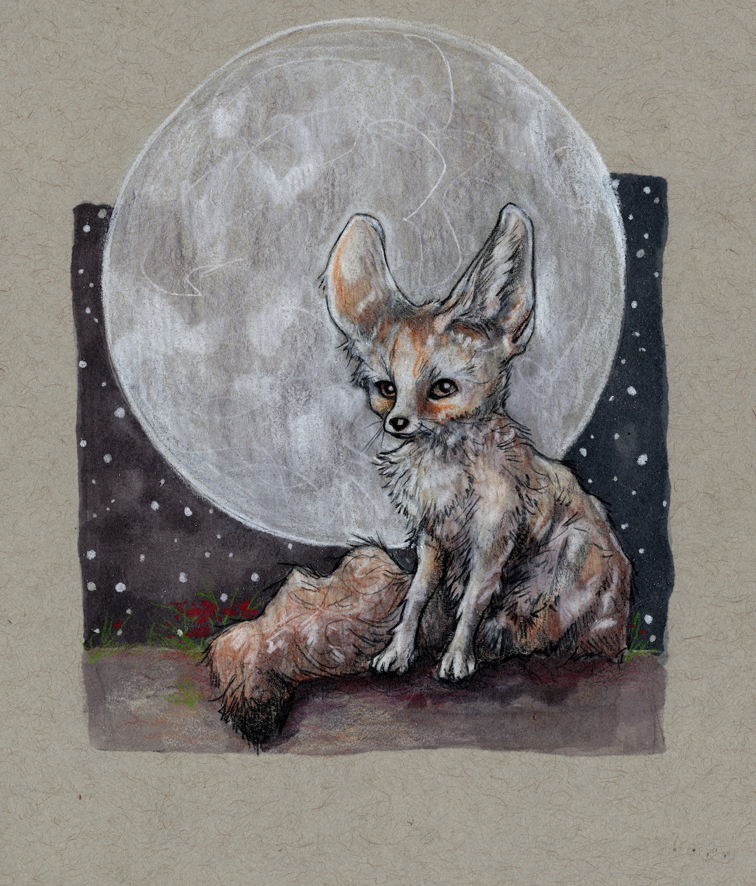 Alepoú (six Available Fennec Fox Original Colored Pencil Drawings) - Etsy