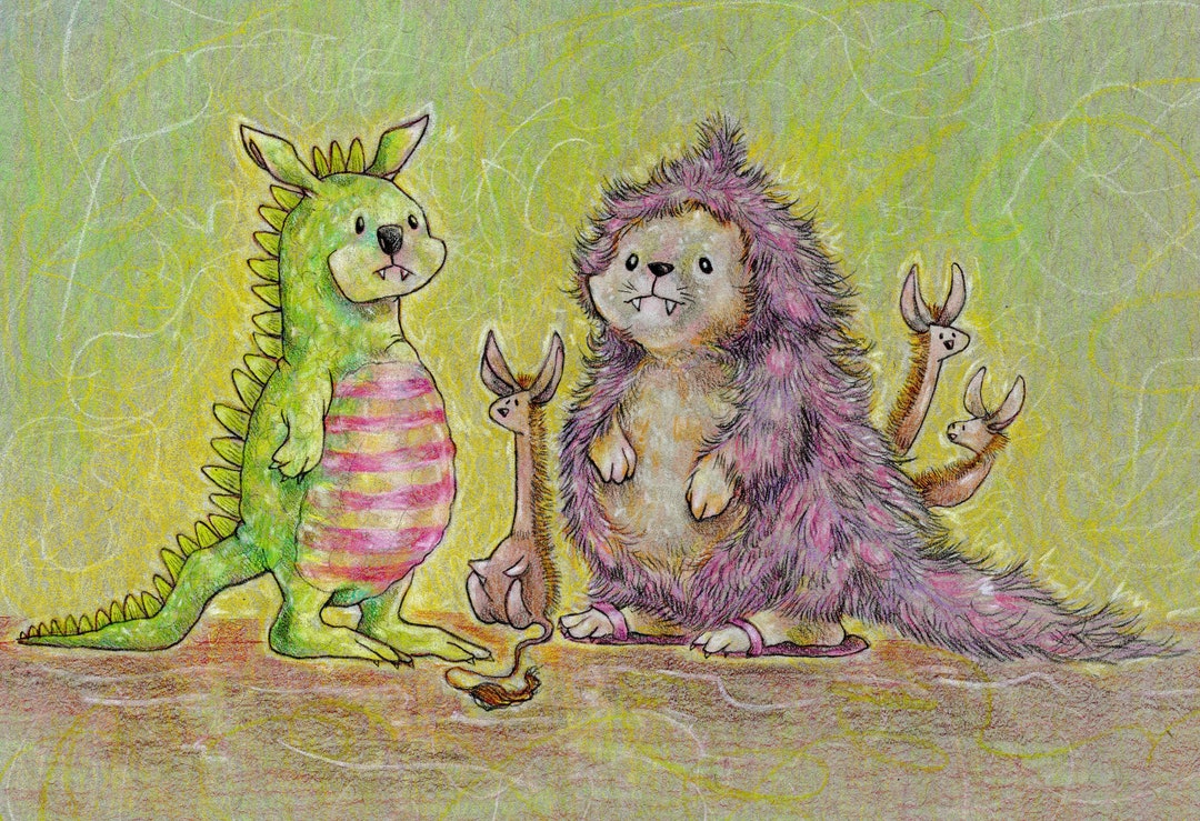 Therapy Buddies (mental Health Illustration; Original Colored Pencil ...