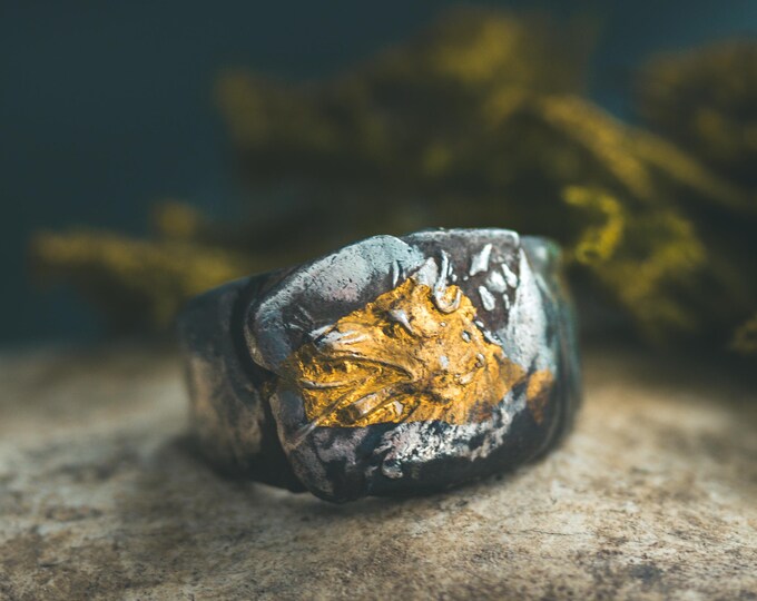 Wolf Ring Sterling Silver 23k Gold Guardian Protection Jewelry Pagan ...