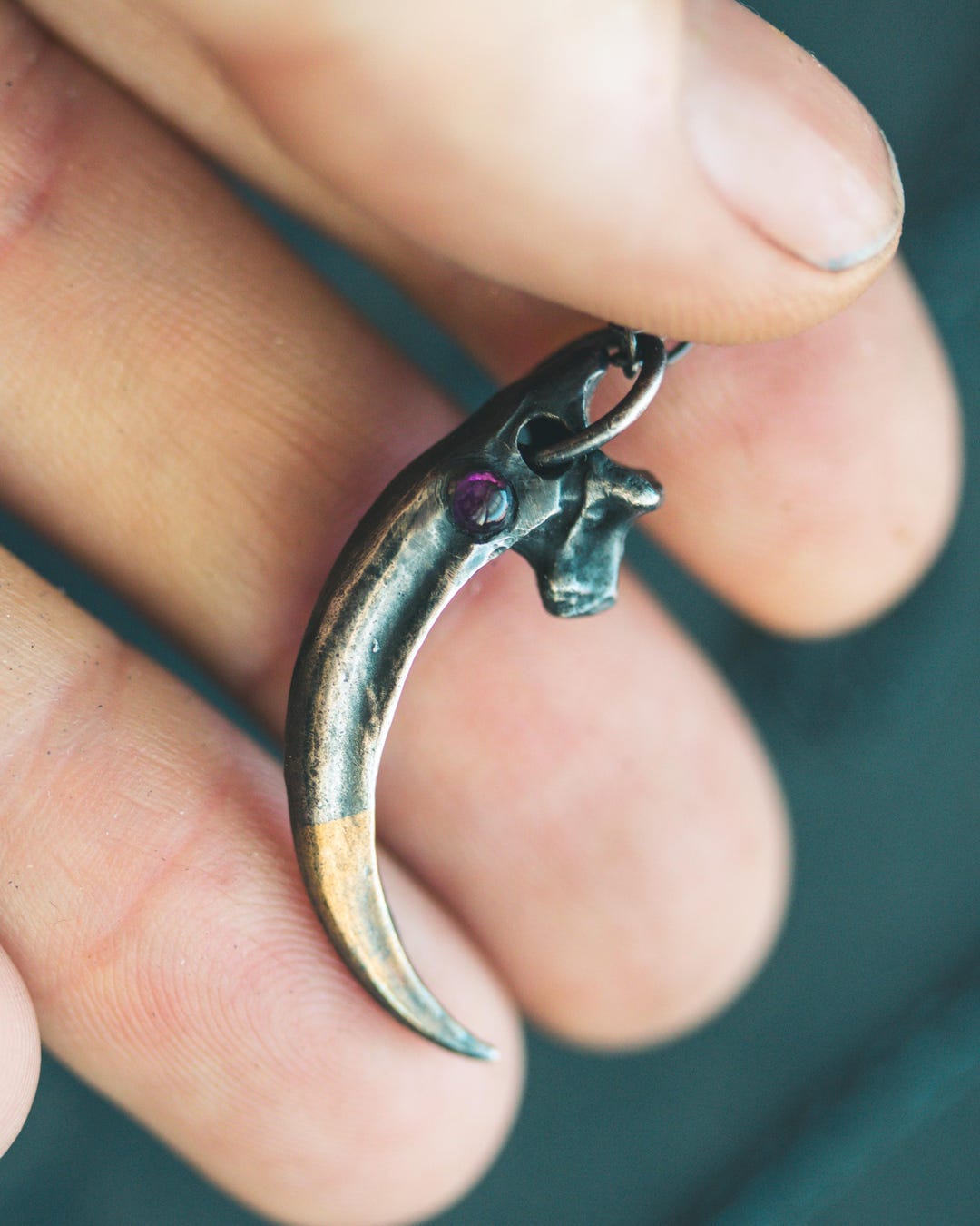 Raven Talon Pendant With Dark African Amethyst – Sterling Silver and 23 ...