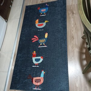Chicken Decor Kitchen Dining Room Runner Rug / Mat Non-skid Machine ...
