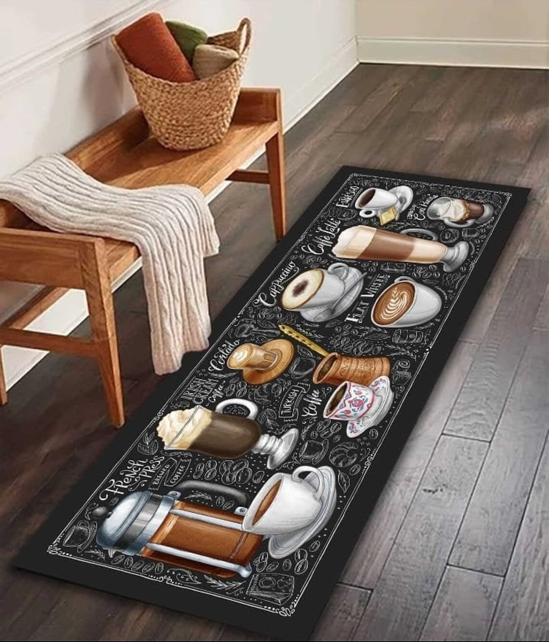 Non-slip Washable Coffee Kitchen Rug Runner Mat - Etsy