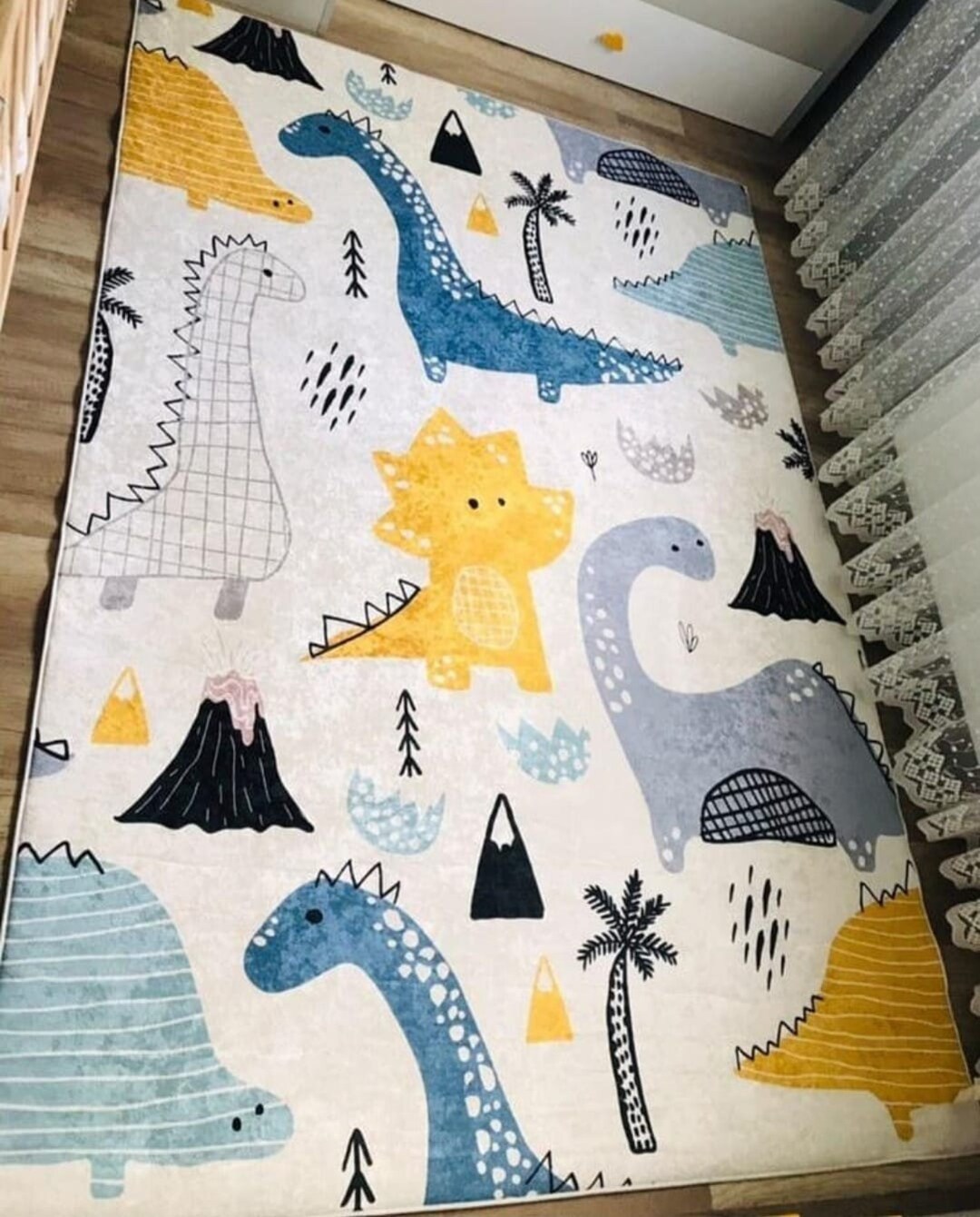 Dinosaur Play Rug/dinosaurs World Kids Room Rug/non-slip Leather Sole ...