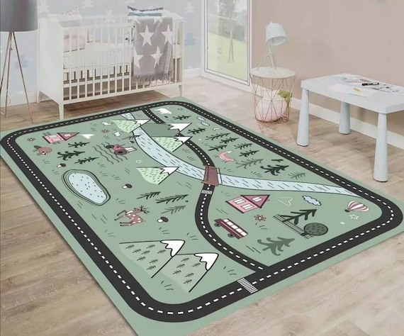 Kids Play Rug / Road Rug / Washable Activity Rug / Nursery - Etsy