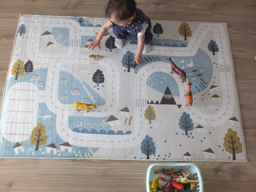 Kids Play Rug / Road Rug / Washable Activity Rug / Nursery Mat - Etsy