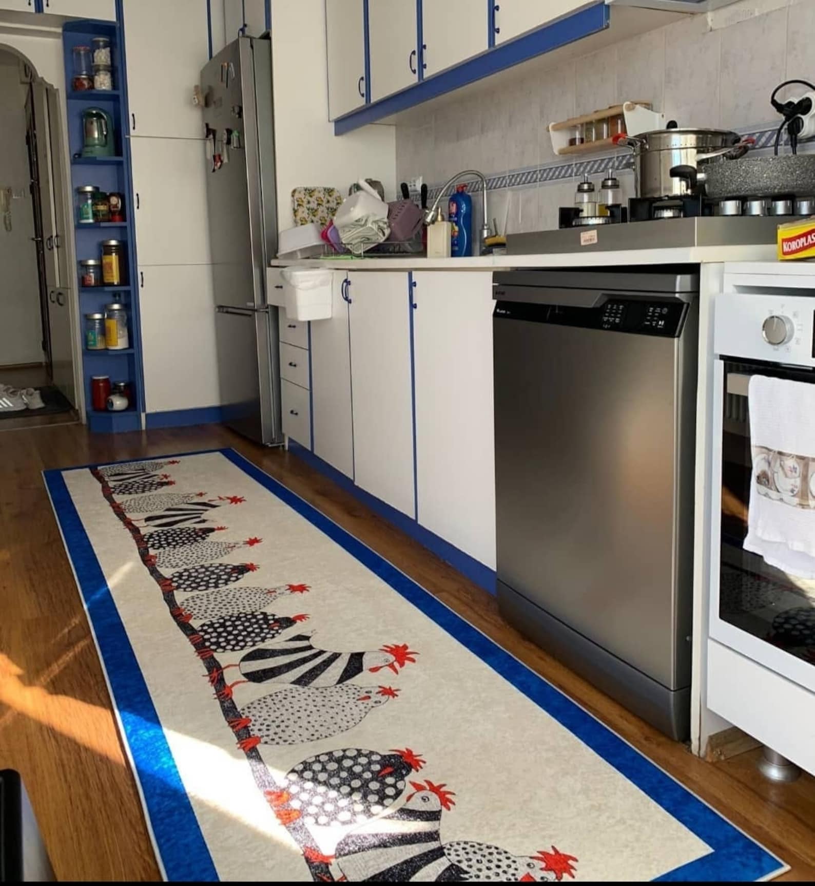 Chicken Decor Kitchen Dining Room Runner Rug / Mat Non-skid Machine ...