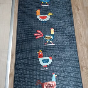Chicken Decor Kitchen Dining Room Runner Rug / Mat Non-skid Machine ...