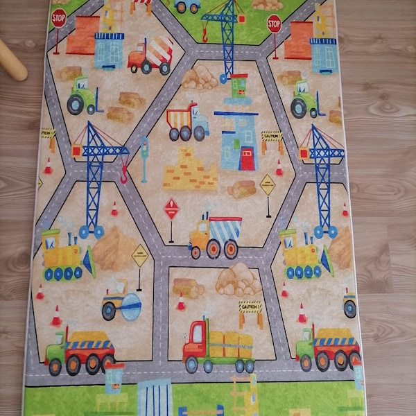 Construction Play Rug - Etsy