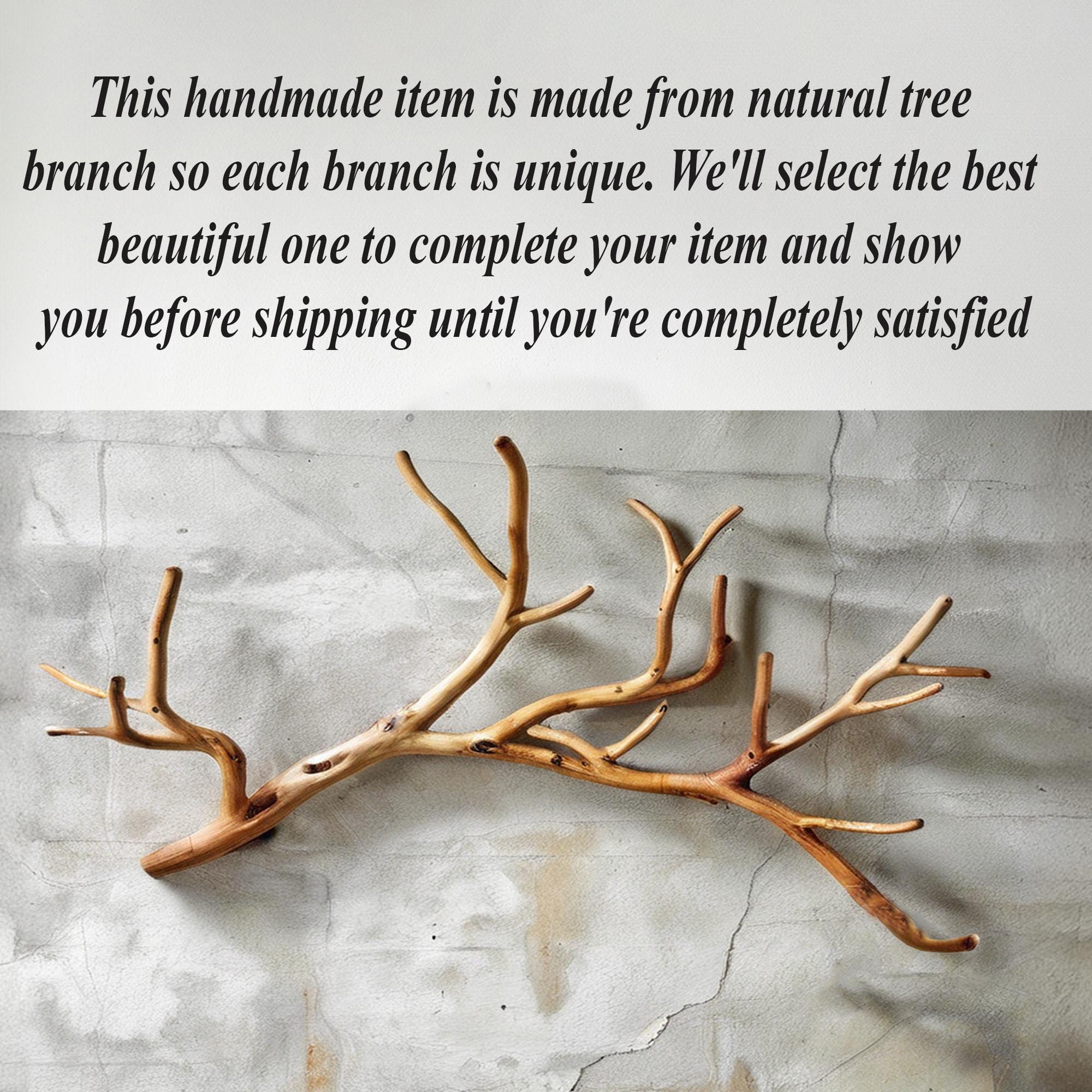 Coat Rack Wall Mount Tree Branch Decorative Hooks Natural Wood Clothing ...