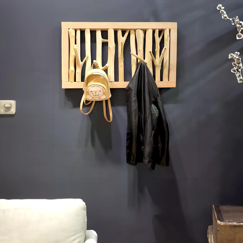 Tree Branch Coat Rack Wall Mount Entry Branch Wall Coat Hooks Unique ...