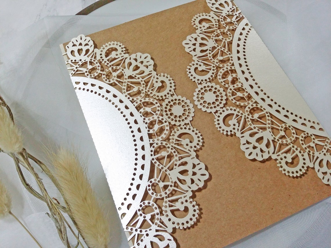 DIY Luxury Intricate Lace Laser Cut Envelope. Laser Cut Cover. Royal ...