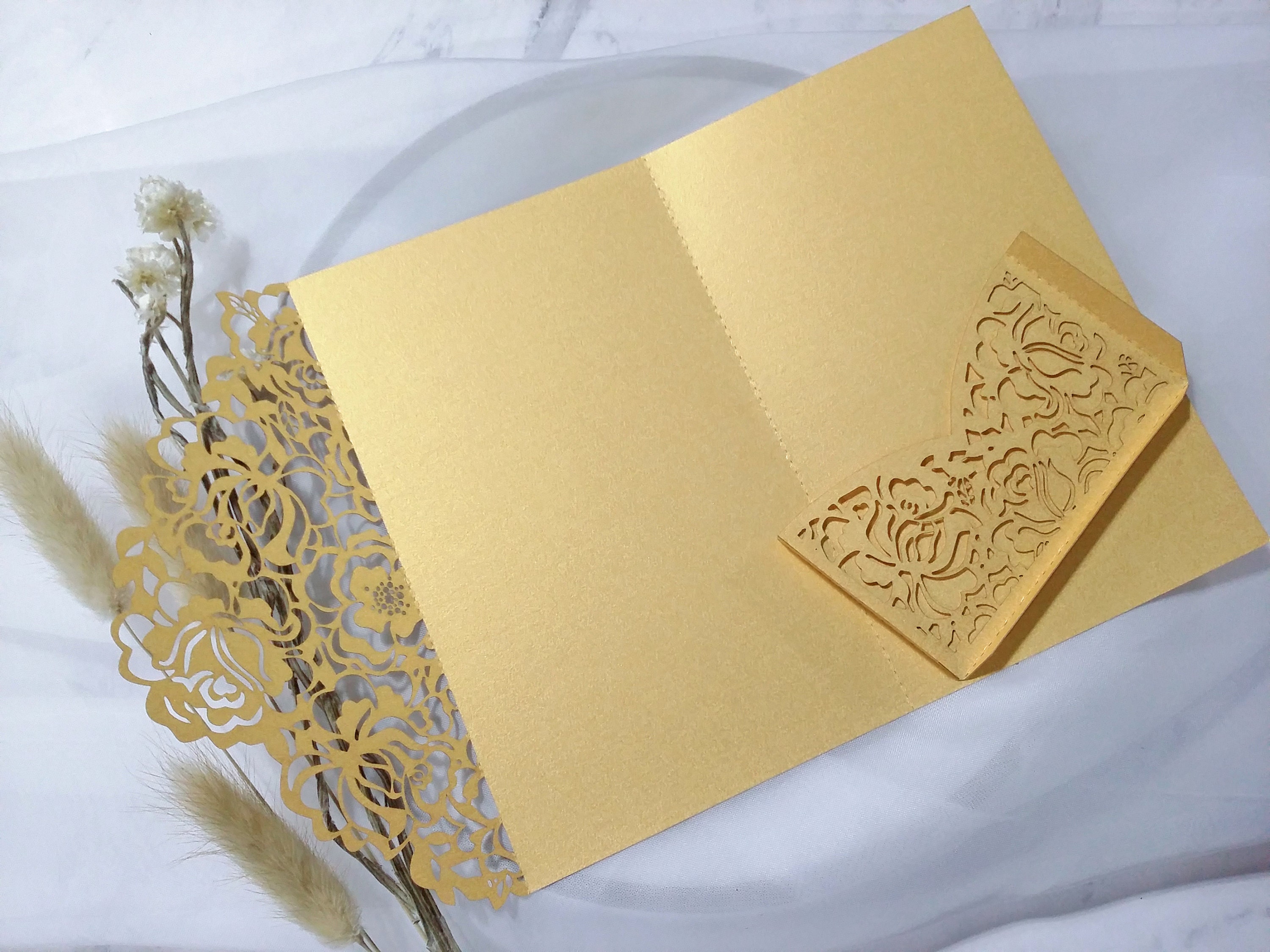 DIY Dress fifteen quinceanera Invitation Pocketfold Card Laser | Etsy