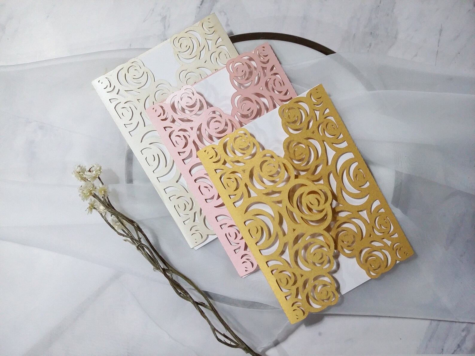 DIY Laser Cut Roses Gatefold Invitation. Laser Cut Cover. - Etsy