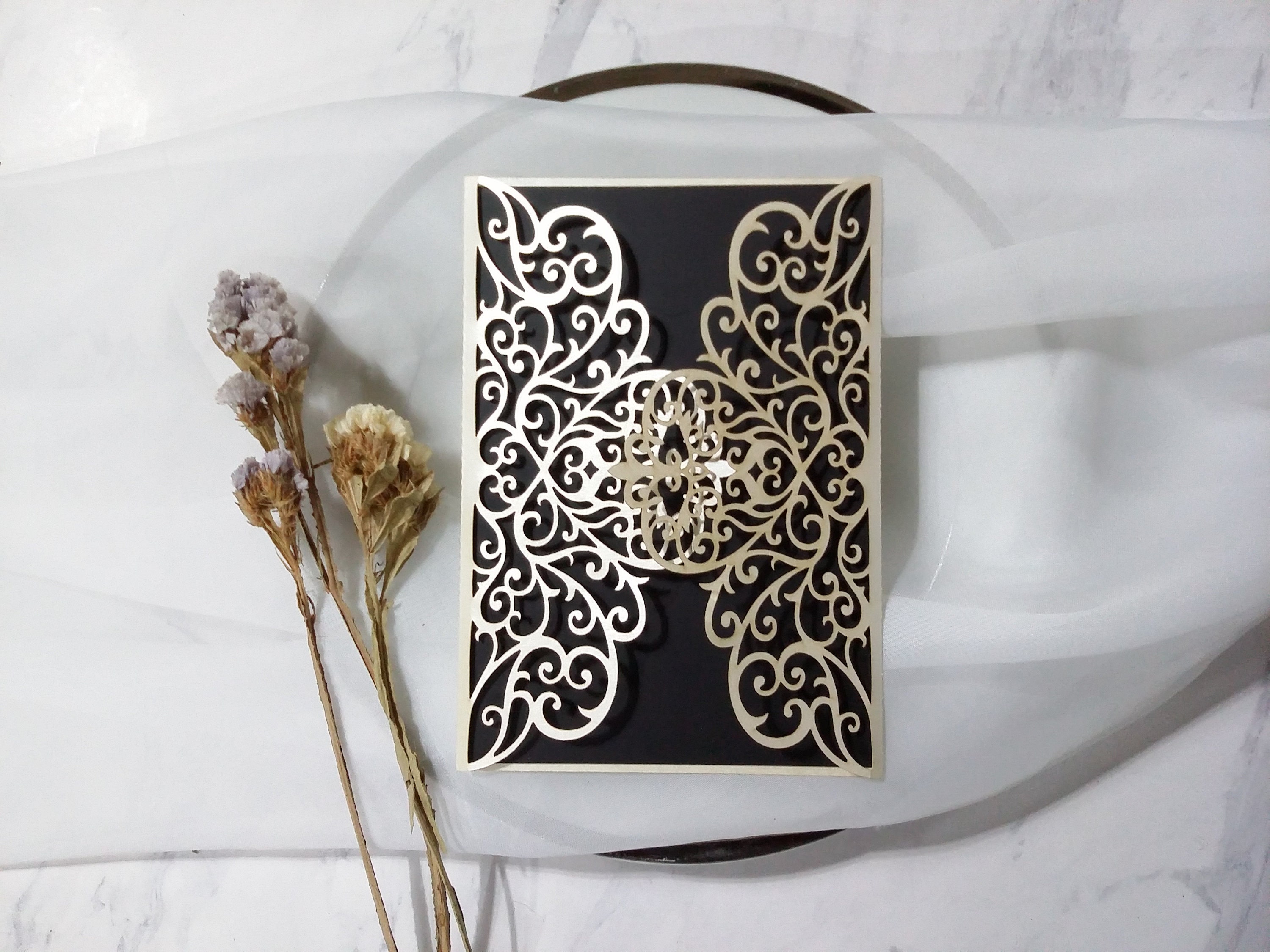 DIY Luxury Intricate Lace Laser Cut Envelope. Laser Cut Cover. Royal ...