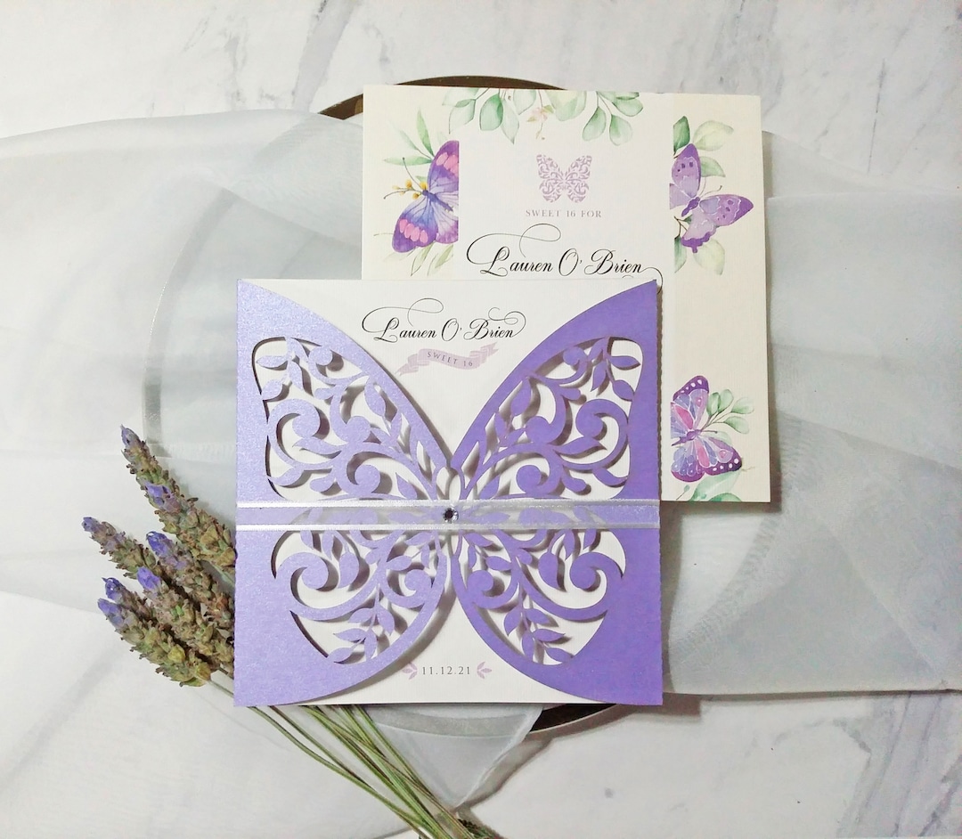 Quinceañera Butterfly Invitation. Wedding Invitation Card Laser Cut ...