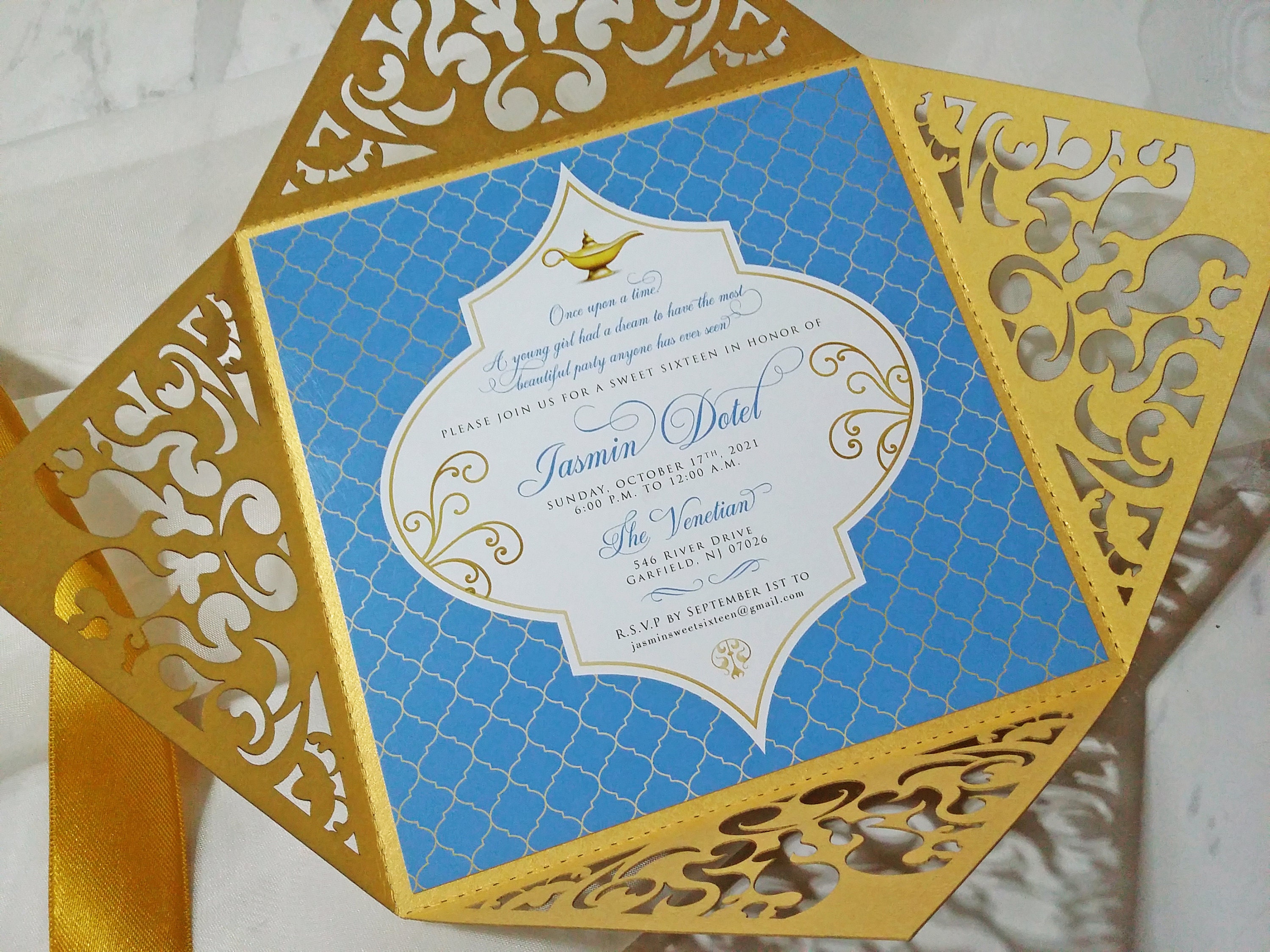 Aladdin Invitation Laser Cut. Quinceanera Invitation. Moroccan Laser ...