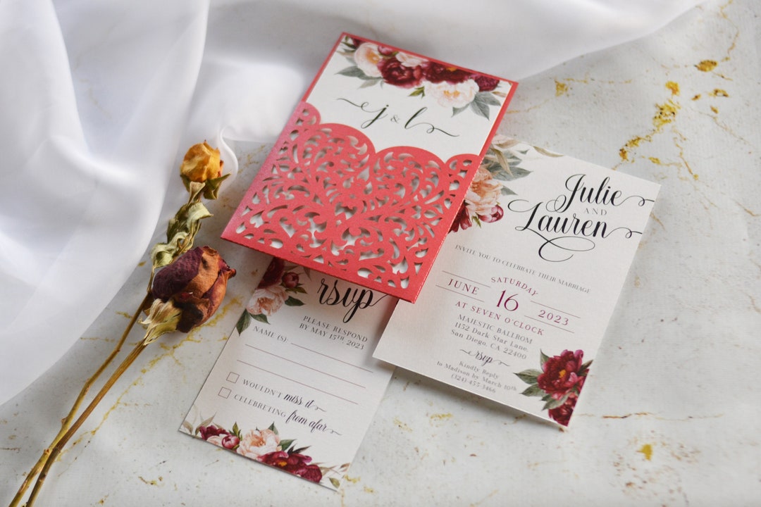 Heart Lasercut Wedding Invitation Card. Laser Cut Invites. Heart Shaped ...