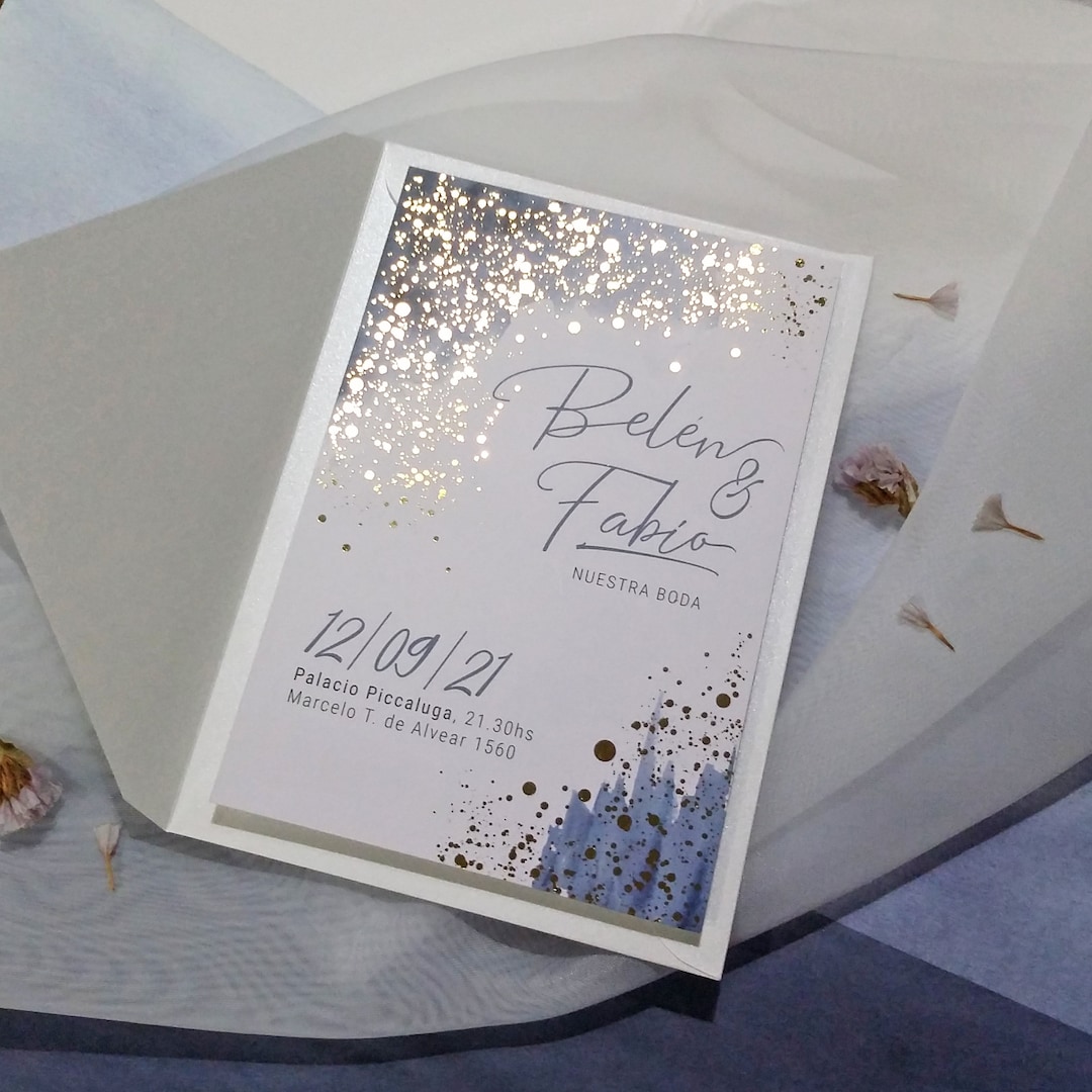 Starry Nights Invitation. Starry Night Moon & Stars. Galaxy Invitation ...