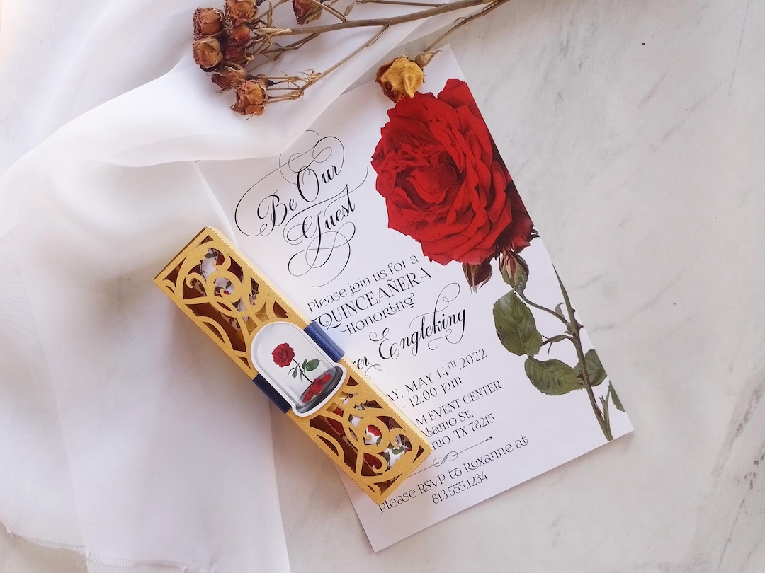 Beauty and the Beast Scroll Invitation. Inspired Invitation Lasercut ...