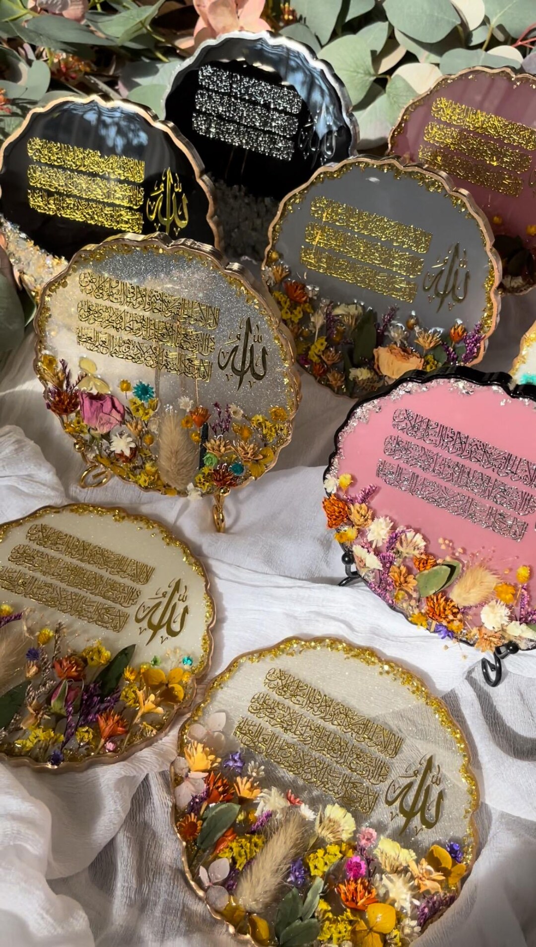 5in Ayatul Kursi Mini Display Plaque Handmade Resin Art Comes With Gold ...