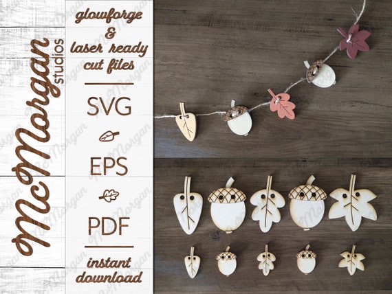 Fall Garland SVG File Acorn and Leaves Fall SVG File - Etsy