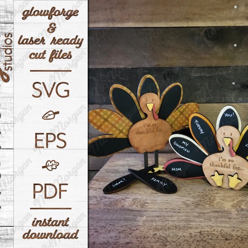 Thankful Turkey Feathers Interactive SVG File Glowforge - Etsy