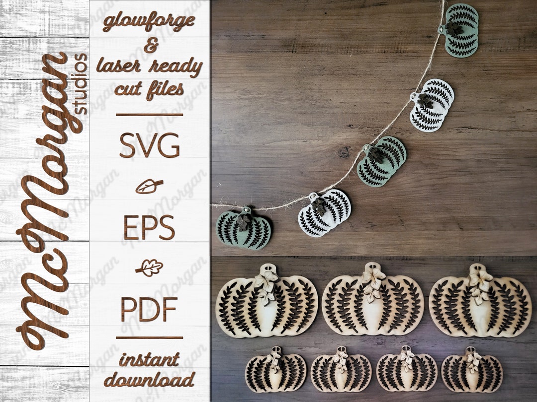 Harvest Pumpkin Garland SVG File, Fall SVG File, Glowforge Download ...