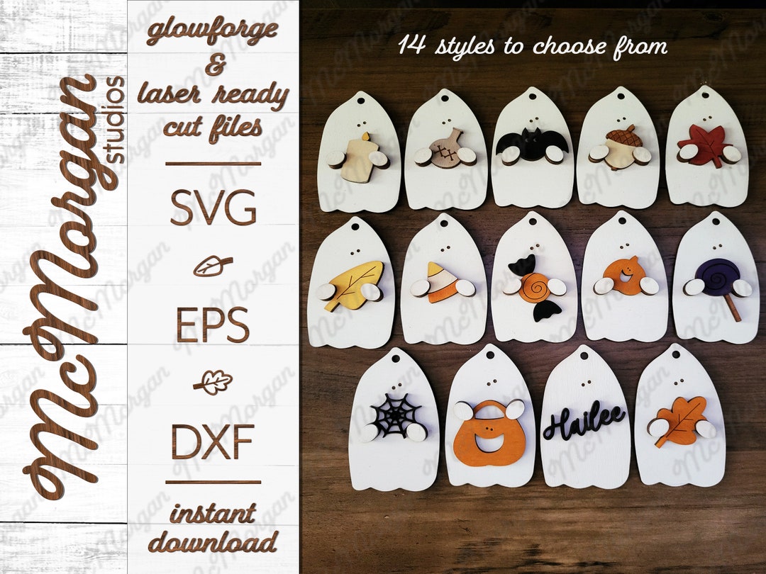 Halloween Ghost Tags SVG File, Halloween SVG File, Glowforge Download ...