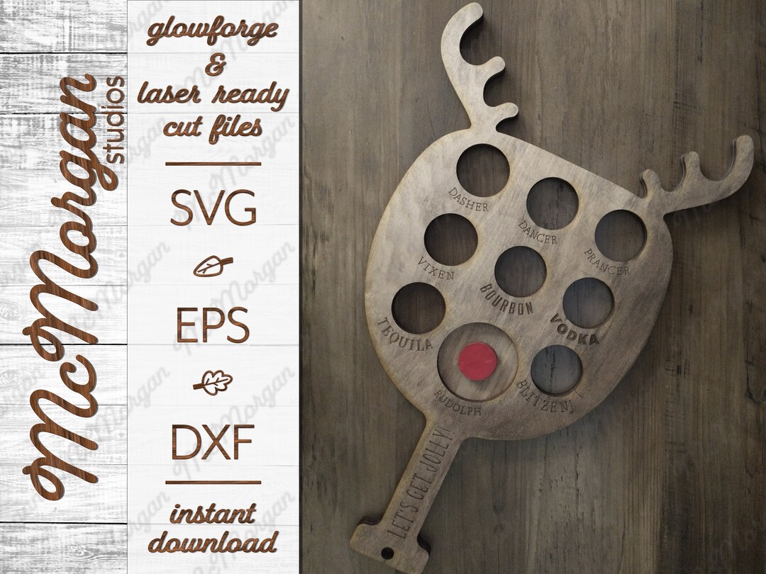 Reindeer Shot Board SVG, Tequila Flight Board, Laser Cut File (digital ...