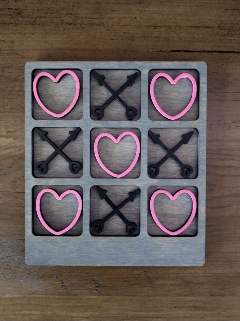 Valentine's Day Tic-tac-toe SVG File Glowforge Download - Etsy