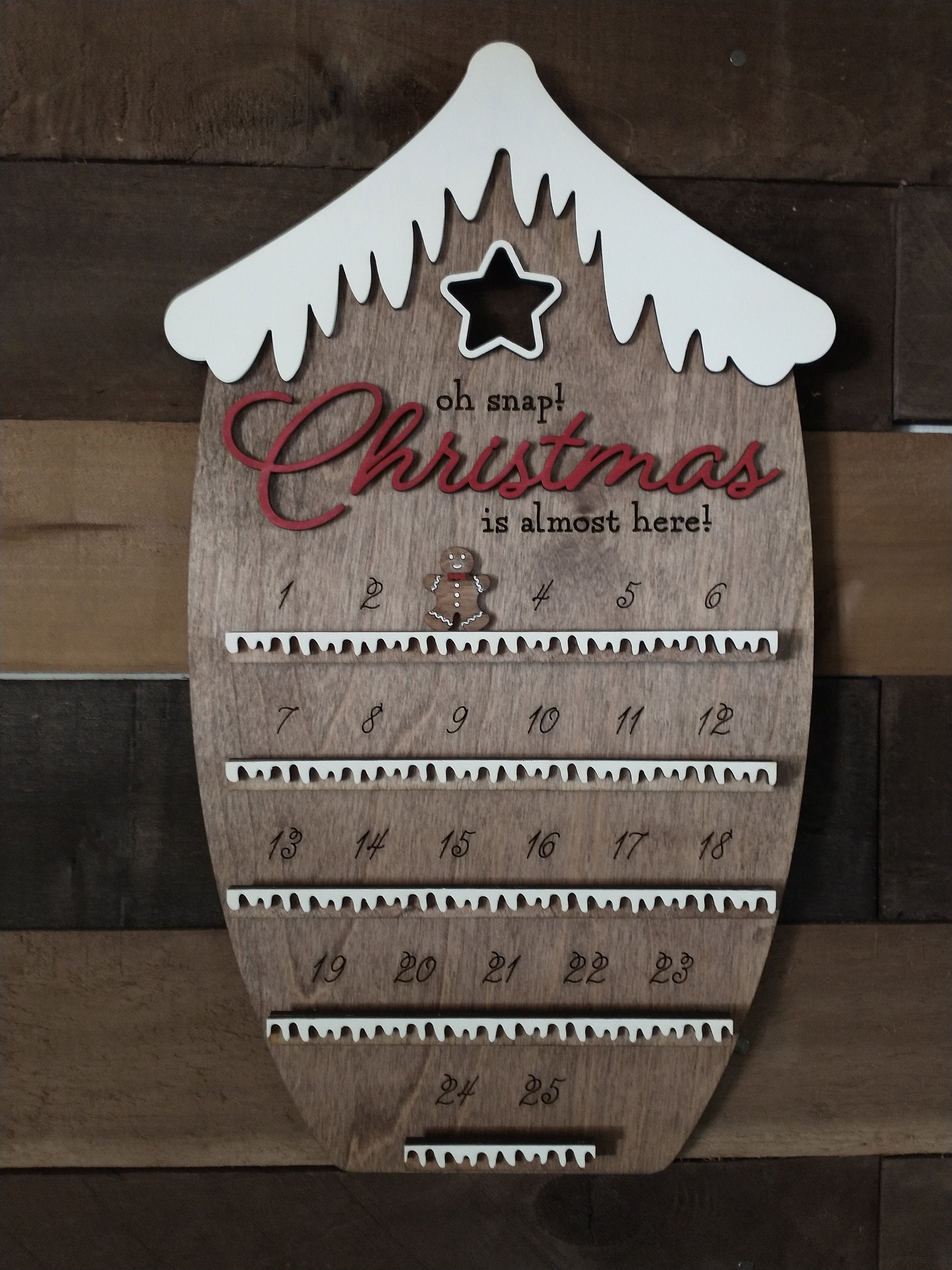 Christmas Countdown Calendar Advent Calendar Gingerbread Man - Etsy