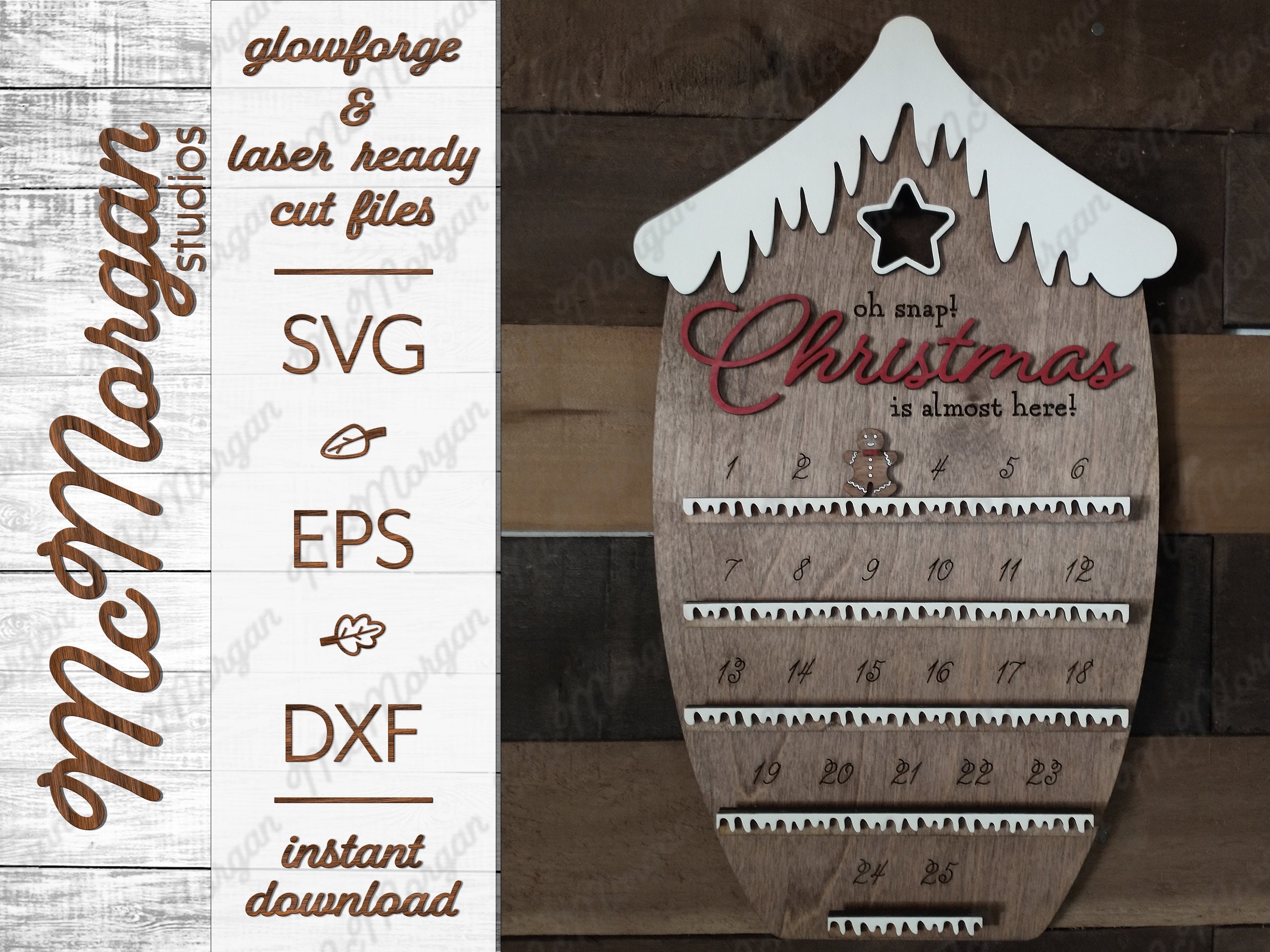 Christmas Countdown Calendar Advent Calendar Gingerbread Man - Etsy