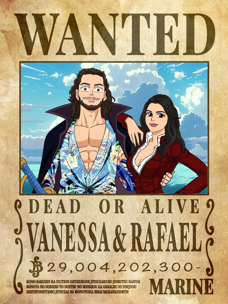 Custom Anime Wanted Poster: Pirate Couple Portrait, Personalized Item ...