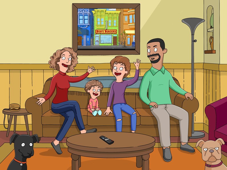 Custom Family Cartoon Illustration: Funny TV Show Style (digital ...