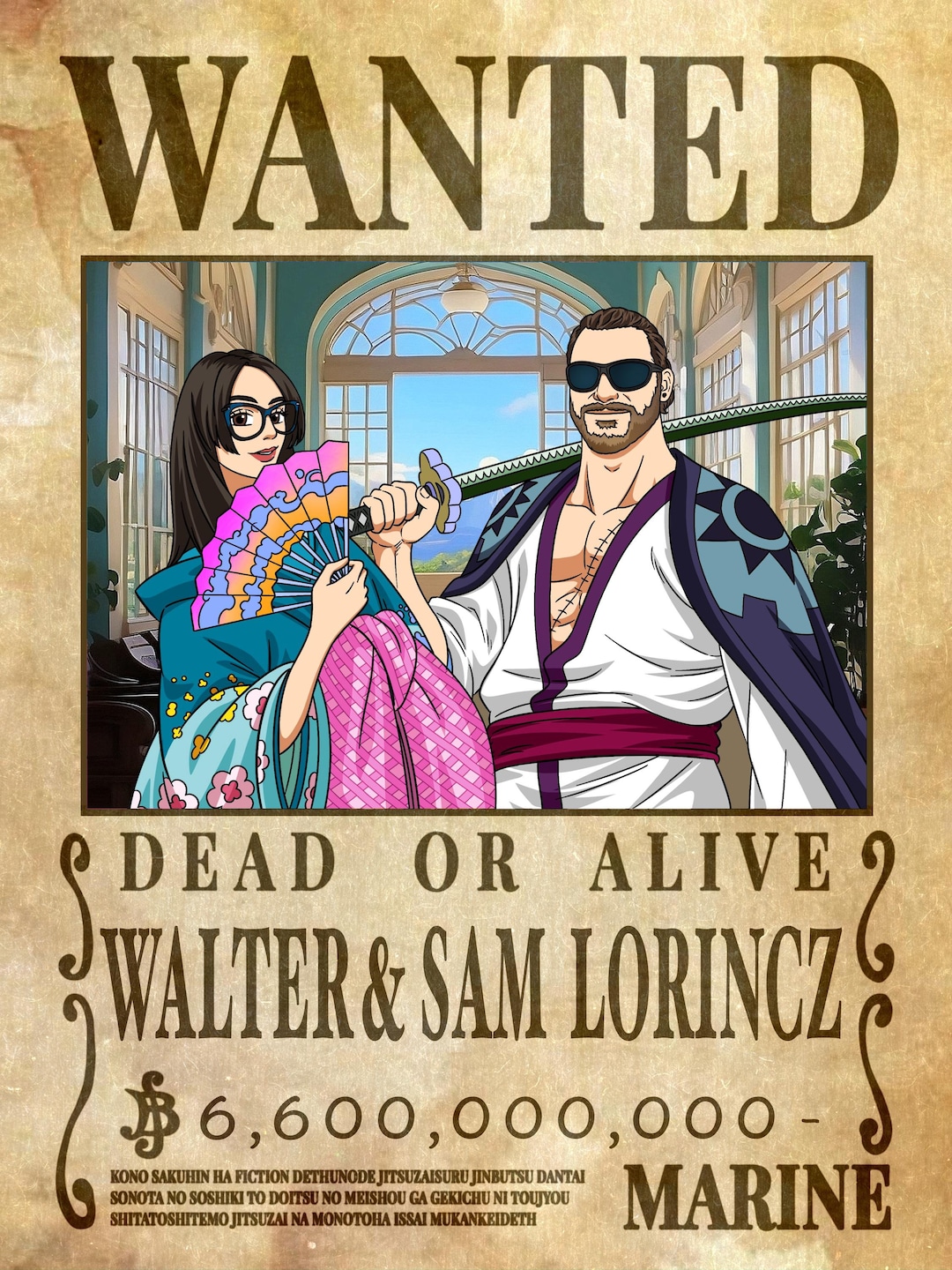 Custom Anime Wanted Poster: Couple, Friends, Family Gift (digital) - Etsy