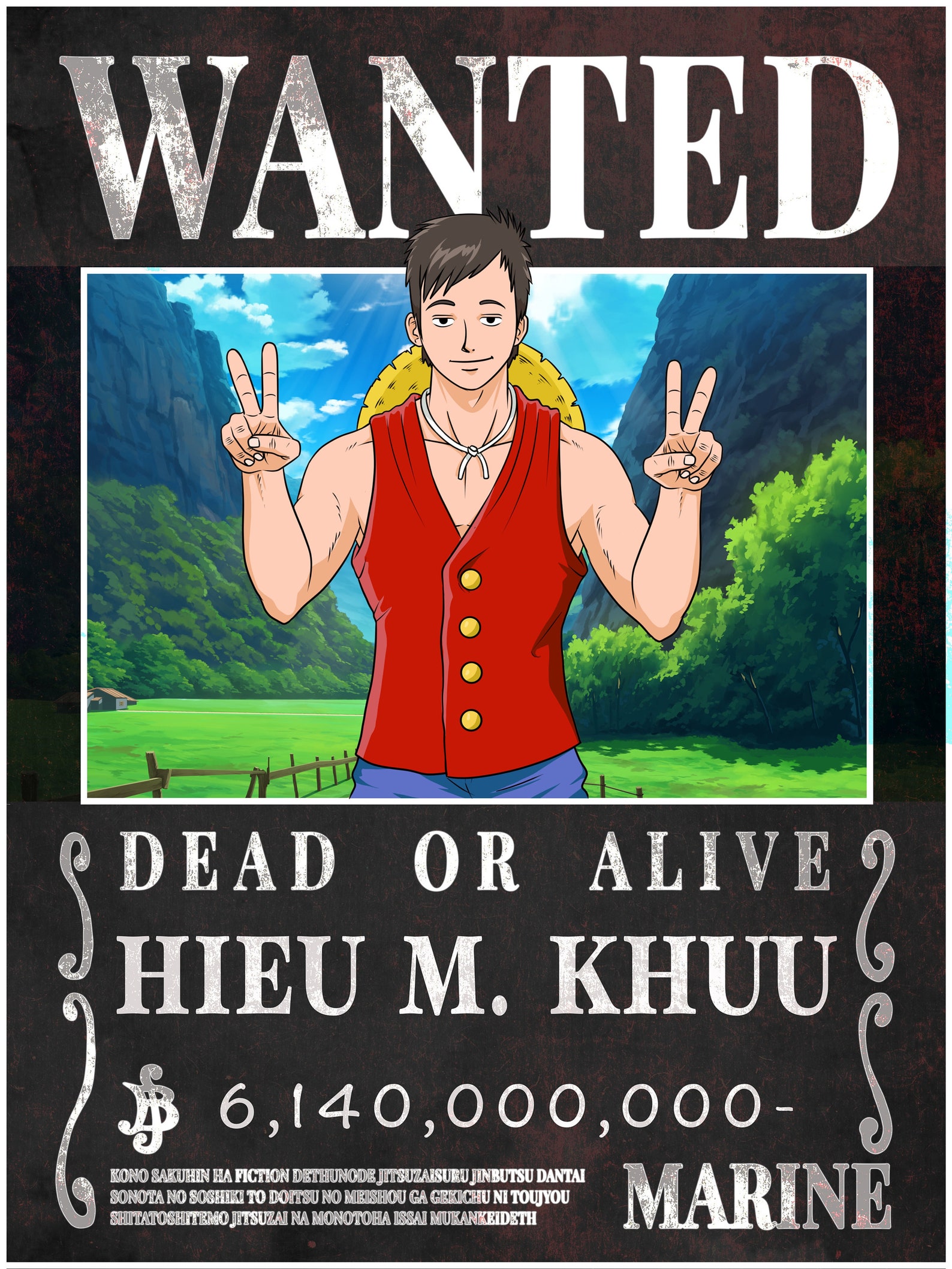 Anime Wanted Poster Custom Portrait in Black Wanted Poster | Etsy