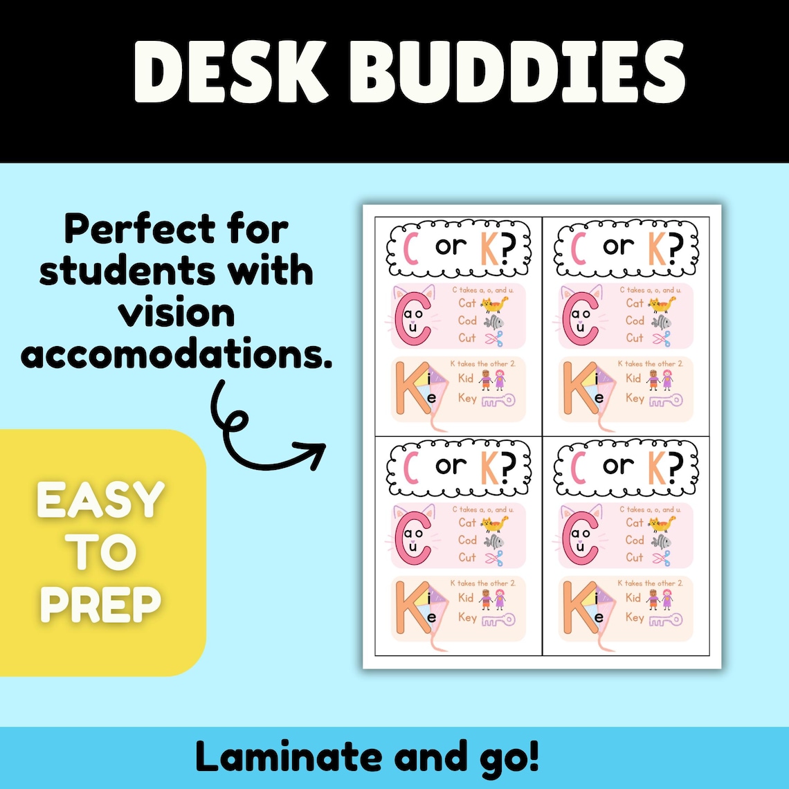 C or K Spelling Rule Anchor Chart Cat Kite Rule Phonics Poster Digital ...