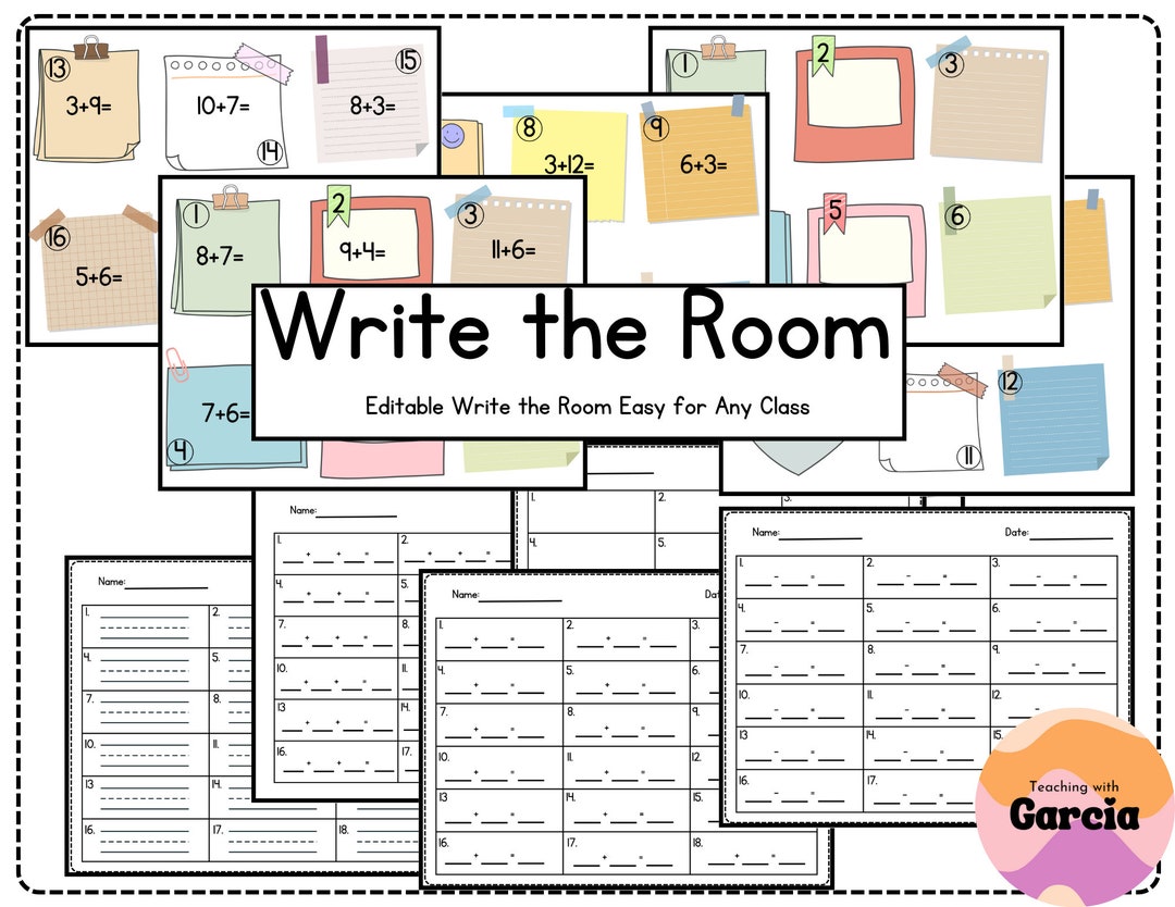 Digital Download Editable Write the Room Sight Words Addition ...