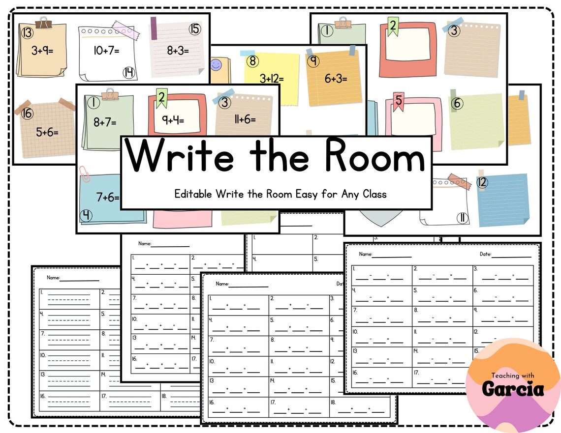 Digital Download Editable Write the Room Sight Words Addition ...