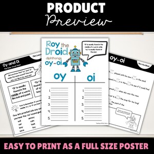 Oi and Oy Phonics Poster, Mini Lesson, & Worksheets | First Grade ...