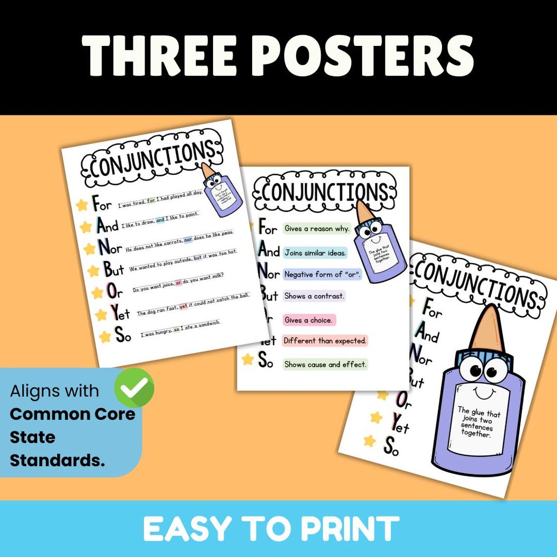 FANBOYS Conjunctions Anchor Chart: K-2 Writing Poster (digital Download ...