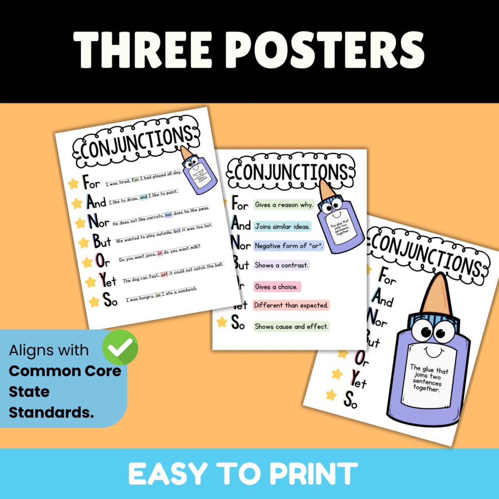 FANBOYS Conjunctions Anchor Chart: K-2 Writing Poster (digital Download ...