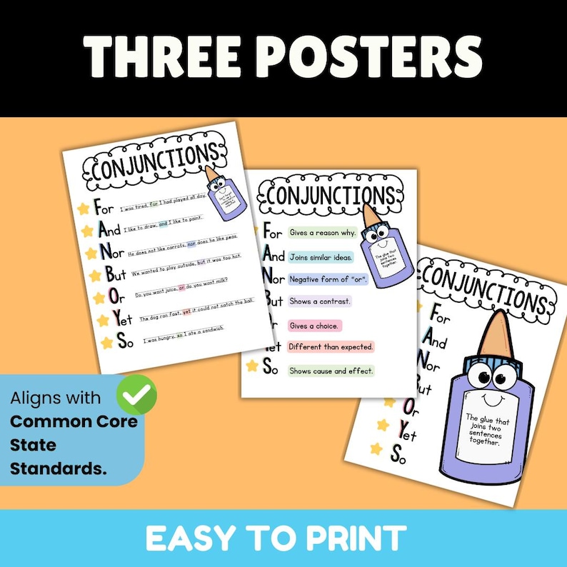 FANBOYS Conjunctions Anchor Chart: K-2 Writing Poster (digital Download ...