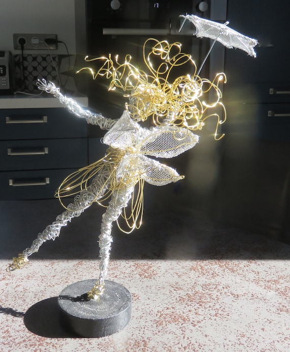 Fairy Sculpture in Stainless Steel and Brass Wire Jenna | Etsy